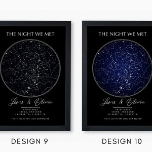 Personalised Star Map Valentine Gift, Night We Met Anniversary Gift ...