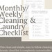 Monthly/weekly Cleaning & Laundry Checklist, Monthly Cleaning Checklist ...