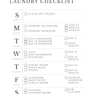 Monthly/weekly Cleaning & Laundry Checklist, Monthly Cleaning Checklist ...