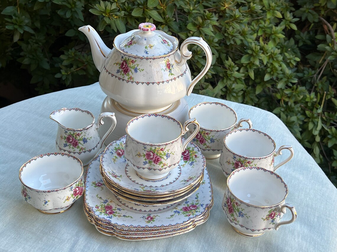 Vintage Royal Albert Petit Point Tea Set - Etsy
