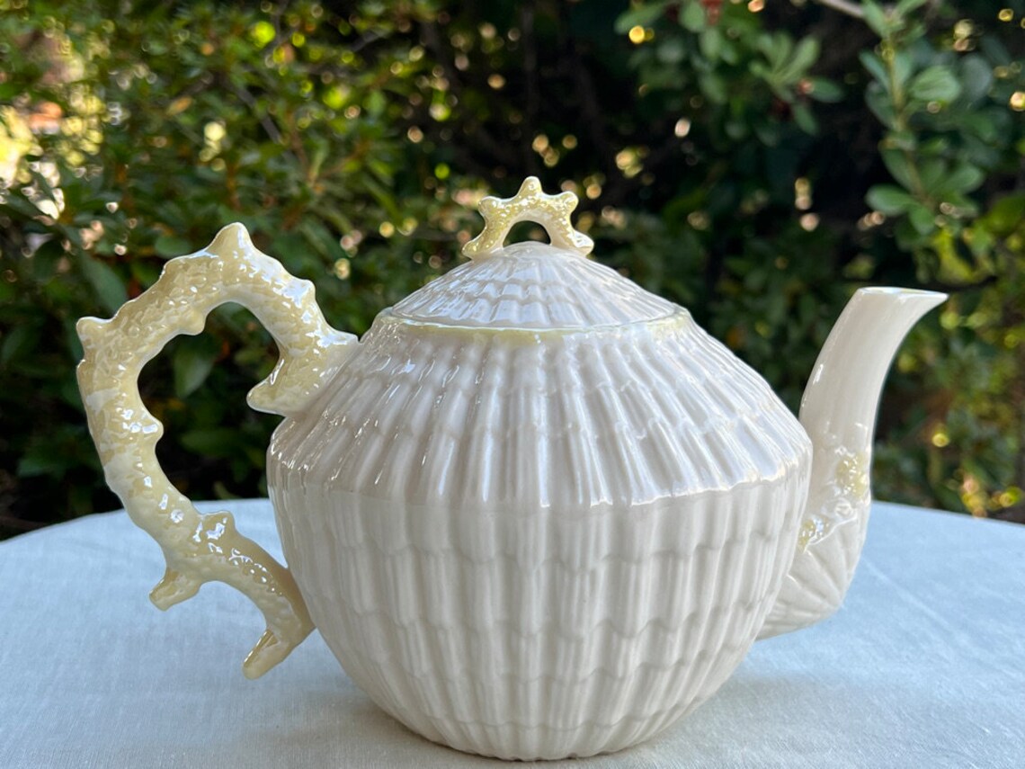 Vintage Belleek Limpet Shell Design Teapot 3rd Green Mark - Etsy