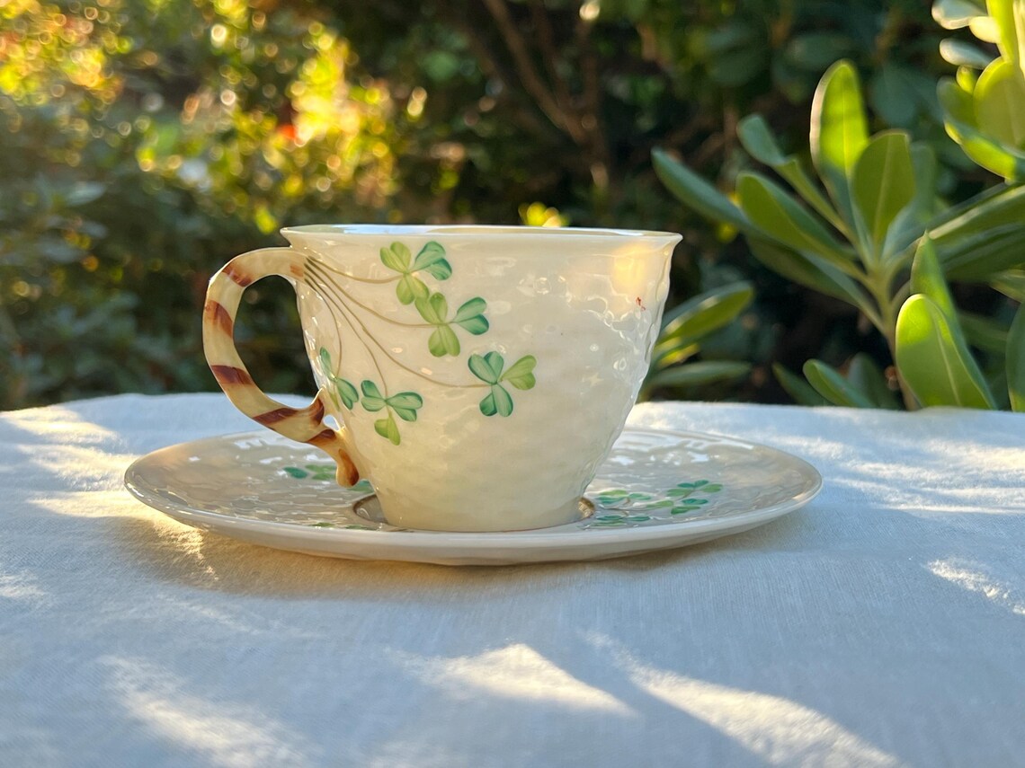 Rare Vintage/antique Belleek Shamrock Tea Cup and Saucer, 1891-1926 - Etsy