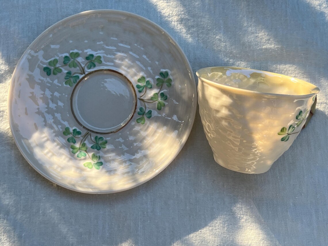 Rare Vintage/antique Belleek Shamrock Tea Cup and Saucer, 1891-1926 - Etsy
