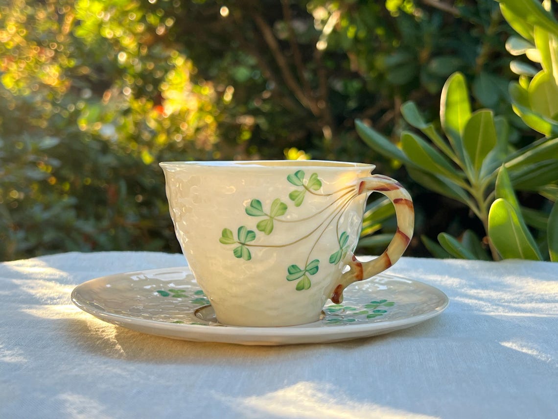 Rare Vintage/antique Belleek Shamrock Tea Cup and Saucer, 1891-1926 - Etsy