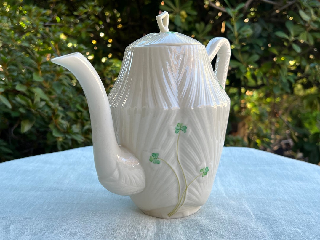 Rare Vintage Belleek Shamrock Harp Handle Coffee Pot 1946-1955 - Etsy