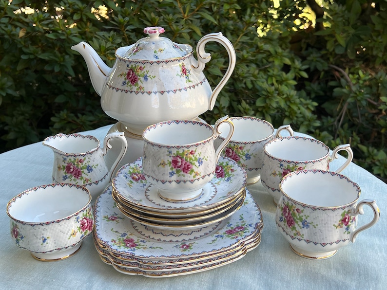 Vintage Royal Albert Petit Point Tea Set - Etsy