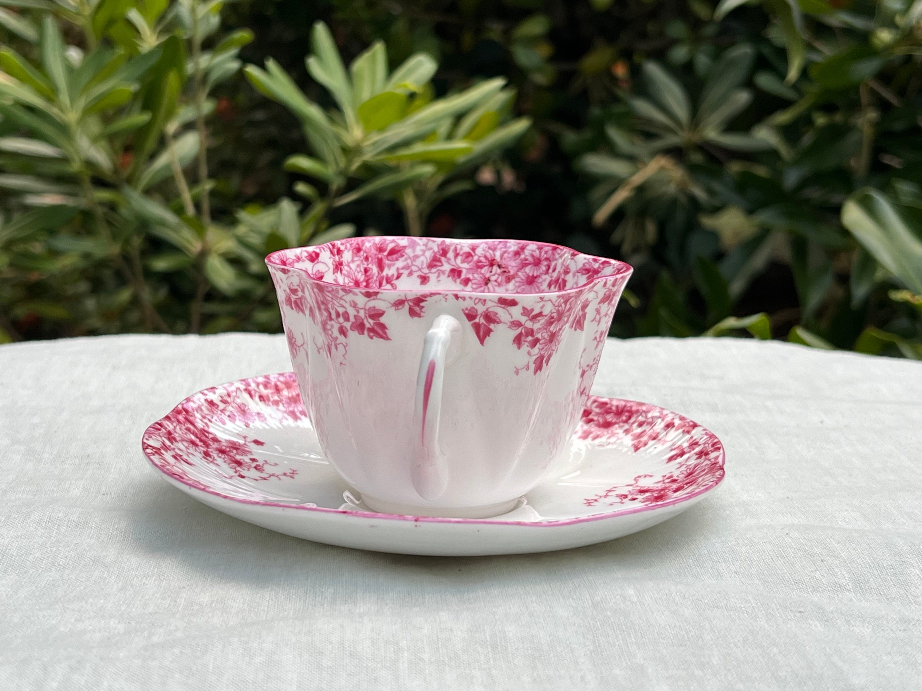 Vintage Shelley Dainty Pink Teacup and Saucer Set, Bone China - Etsy