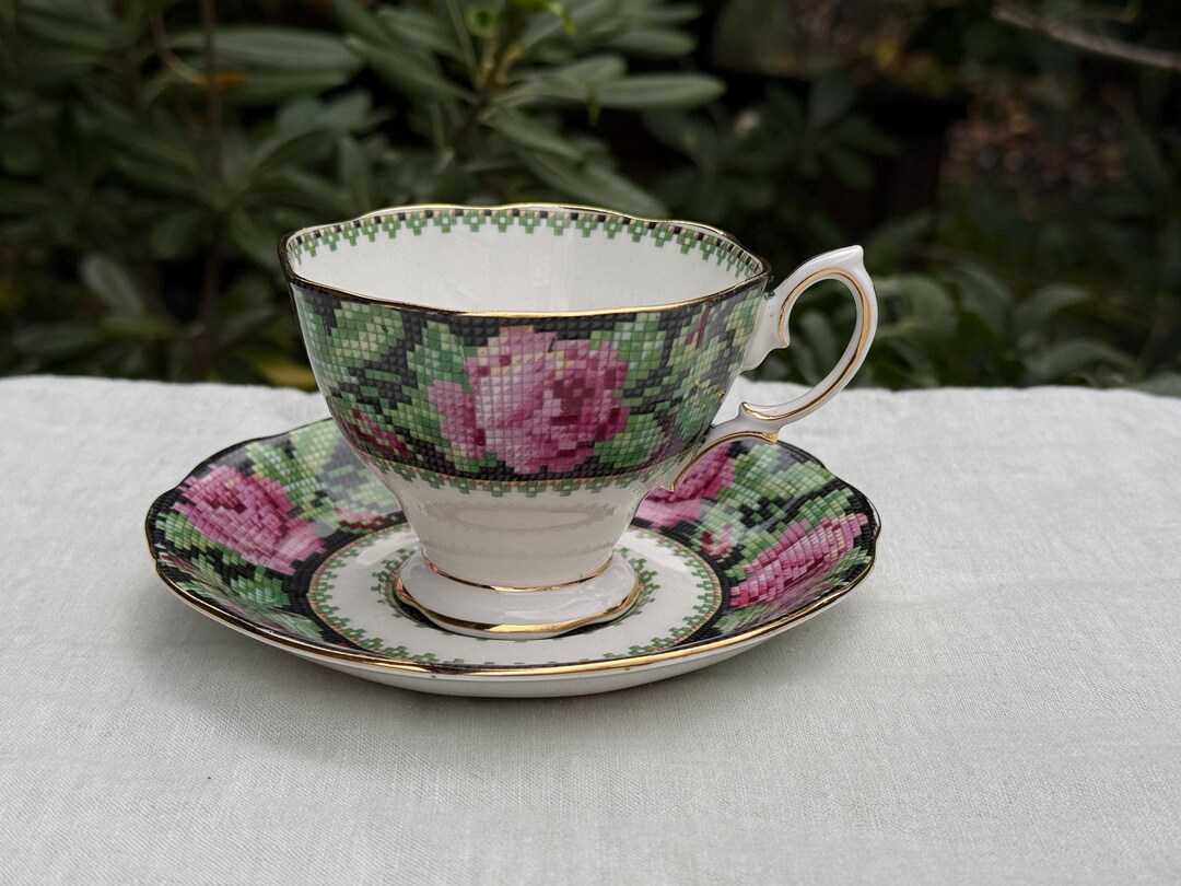 Vintage Royal Albert Needle Point Tea Cup and Saucer Set, Tea Cup Gift ...