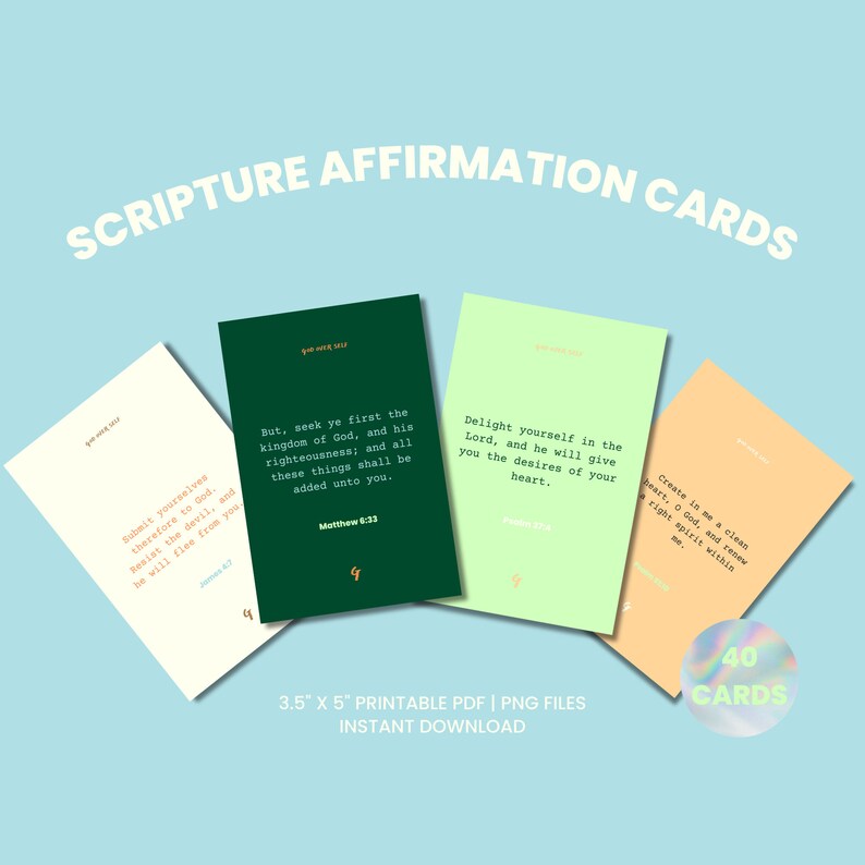40 Bible Affirmation Cards | Christian Affirmations | Printable ...