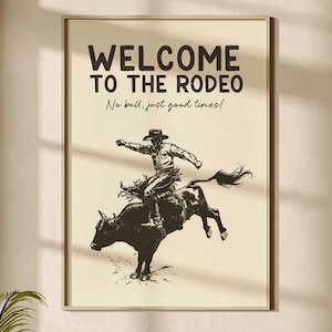 Cowboy Rodeo Wall Art - Retro Western Decor With Fun Quote - Entryway ...