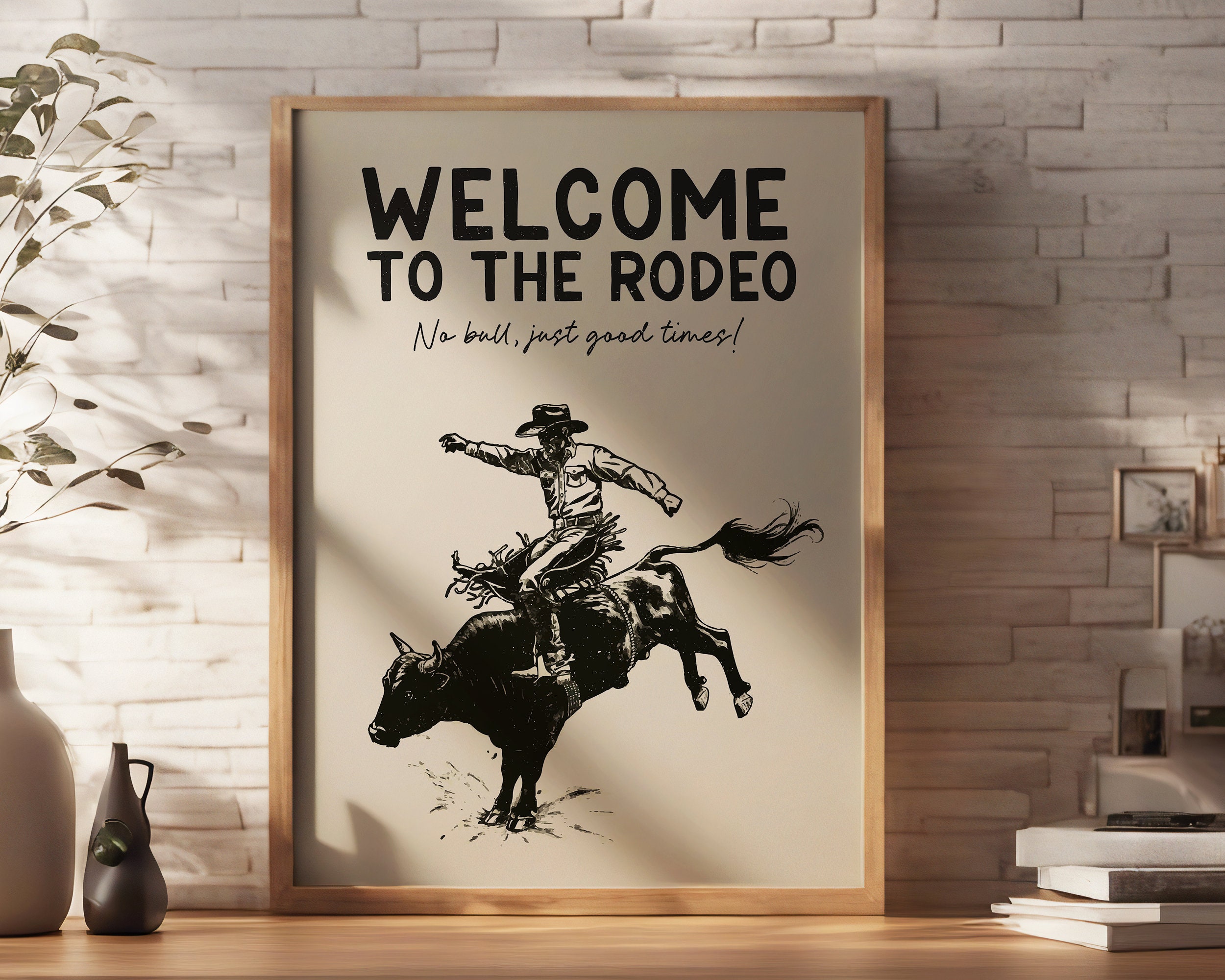 Cowboy Rodeo Wall Art - Retro Western Decor With Fun Quote - Entryway ...