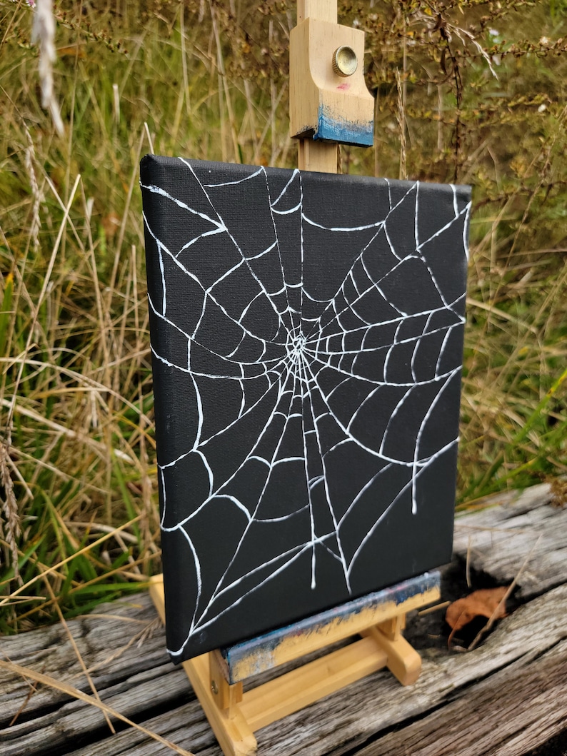 Original Spiderweb Painted on Canvas - Etsy