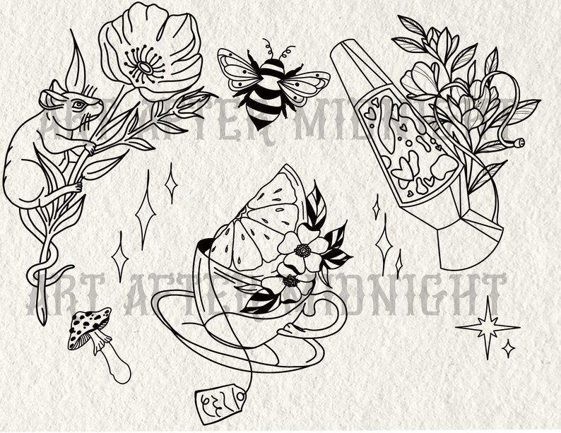 Tattoo Flash Sheet - Tattoo Designs Digital - Etsy