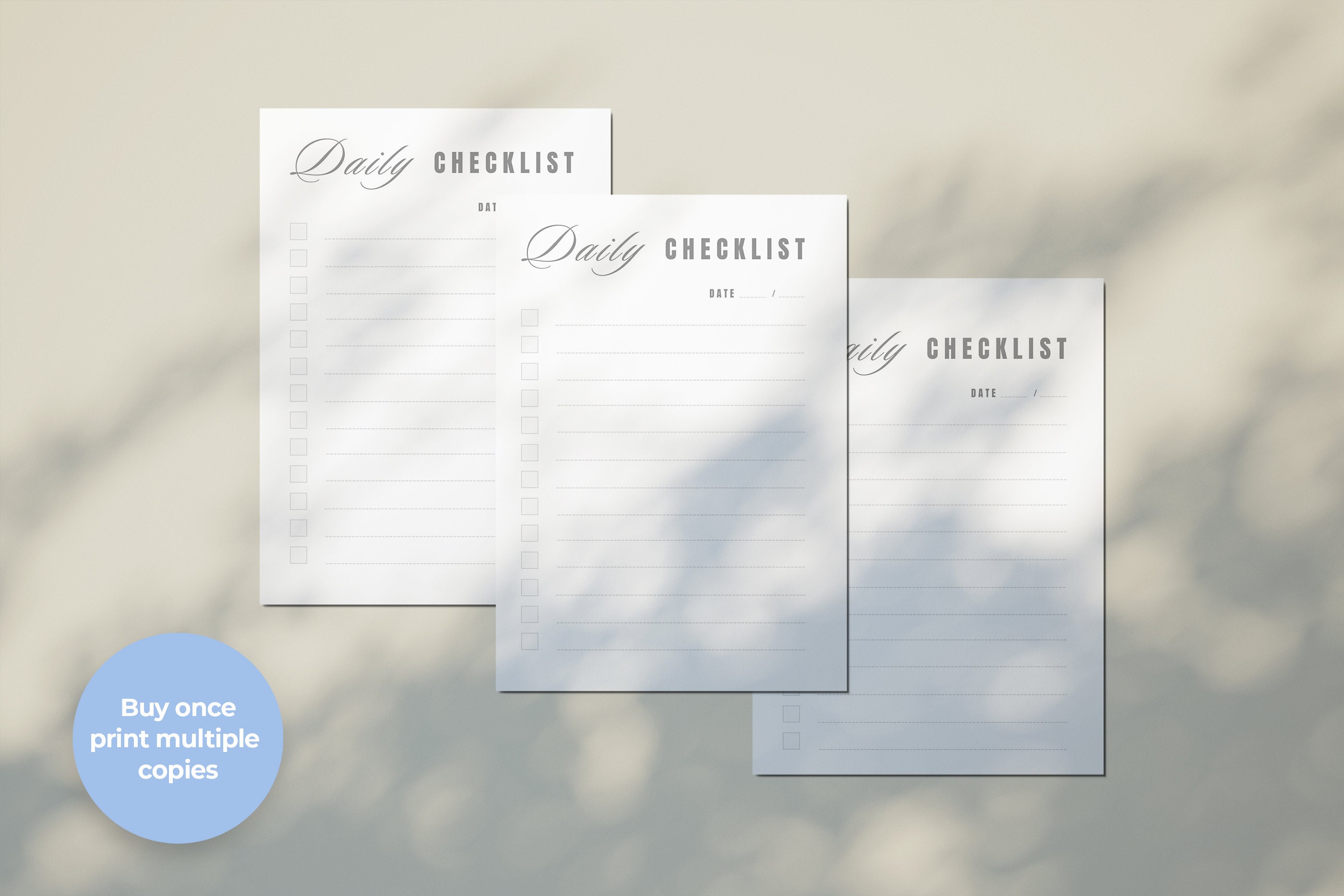 Daily Check List Ready for Printing Minimalist Style Daily - Etsy