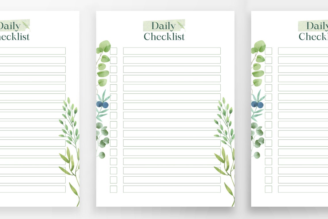 Daily Check List, Printable to Do List, Daily to Do List, Printable ...