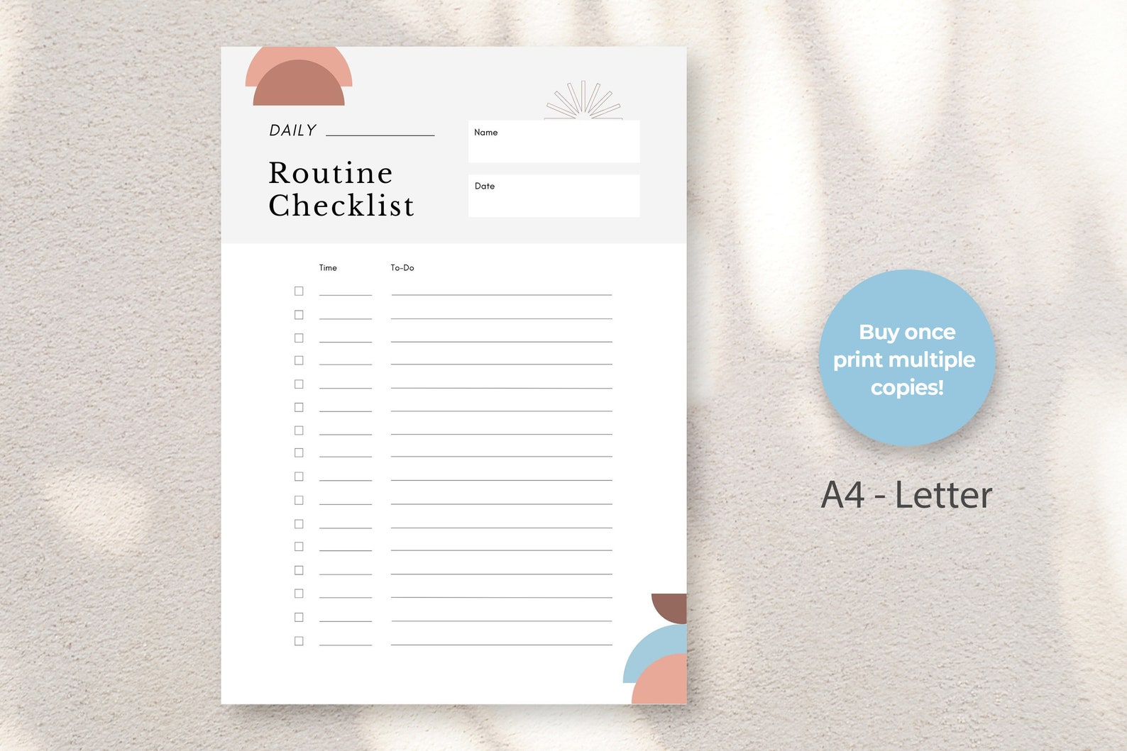 Stylish Daily Routine Checklist, Printable Checklist, Daily Routine ...