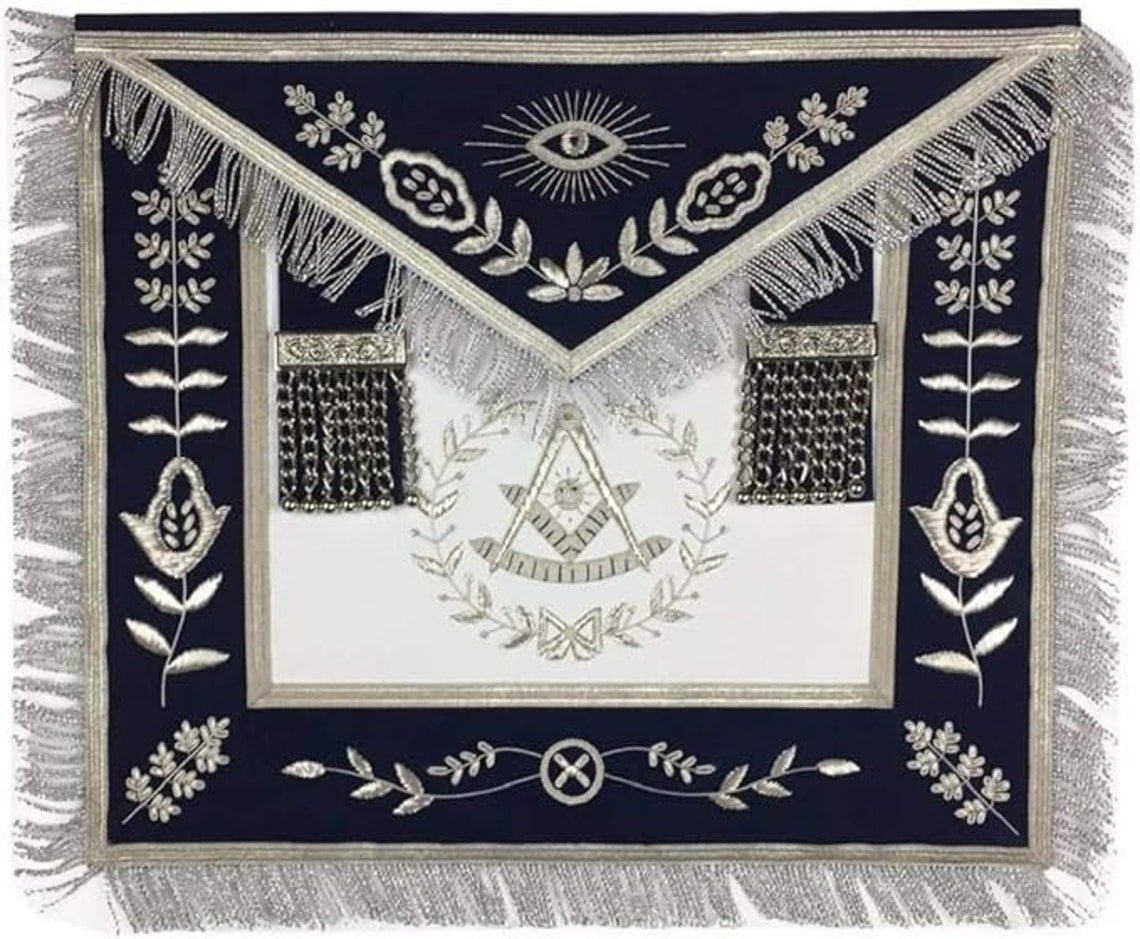 Masonic Blue Lodge Past Master Silver Handmade Embroidery Apron - Etsy