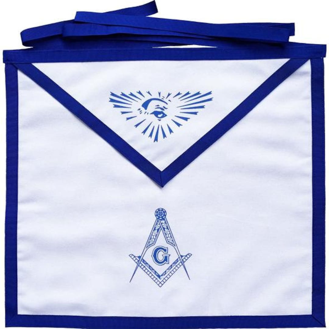 Masonic Blue Lodge White Cotton Duck Cloth Master Mason Apron Printed ...