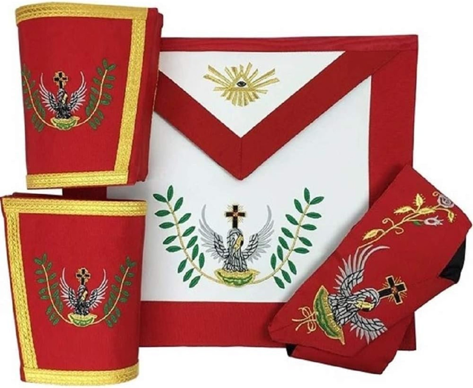 Masonic Rose Croix 18th Degree Apron, Gauntlets and Collar Set - Etsy