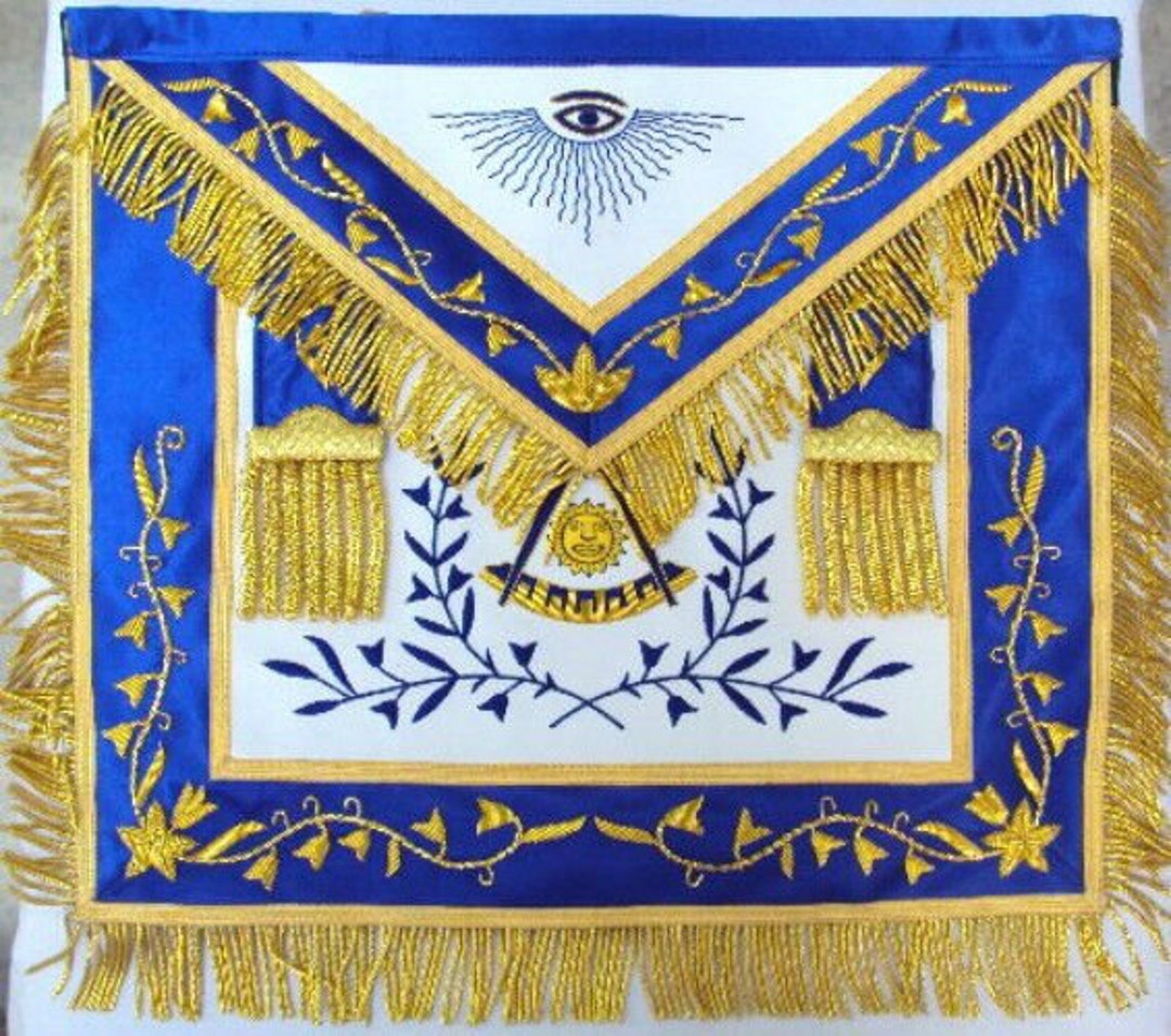 Masonic Past Master Blue Lodge Apron Blue Silk Border Gold Embroidery ...