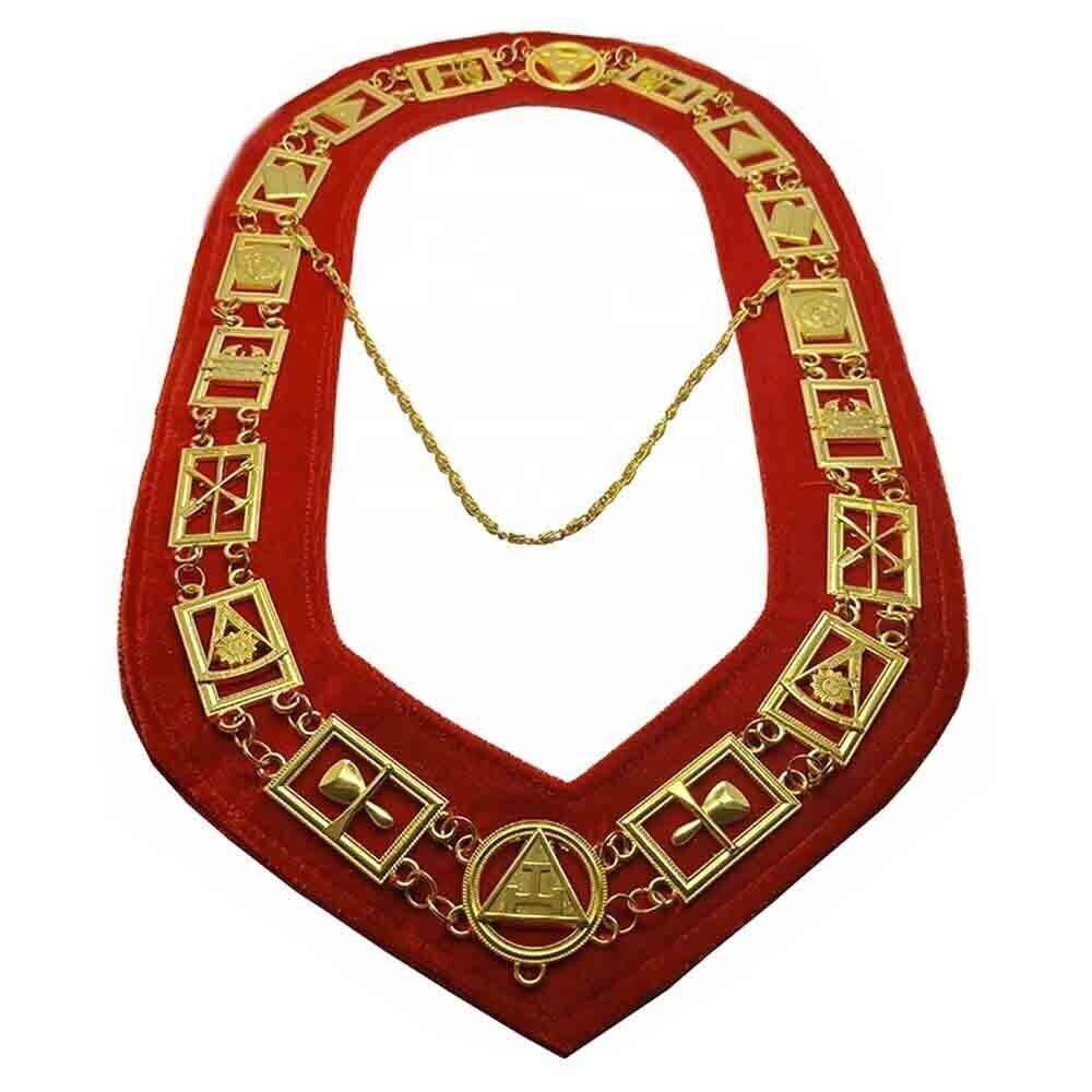 Masonic Regalia Royal Arch Officers 100% Genuine Leather Apron Collar ...