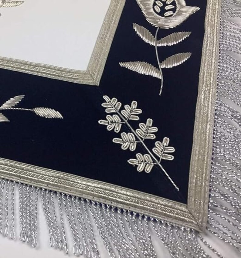 Masonic Blue Lodge Past Master Silver Handmade Embroidery Apron - Etsy