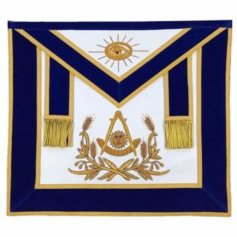 Masonic Past Master Hand Embroidered Apron Gold Embroidery Blue Velvet ...