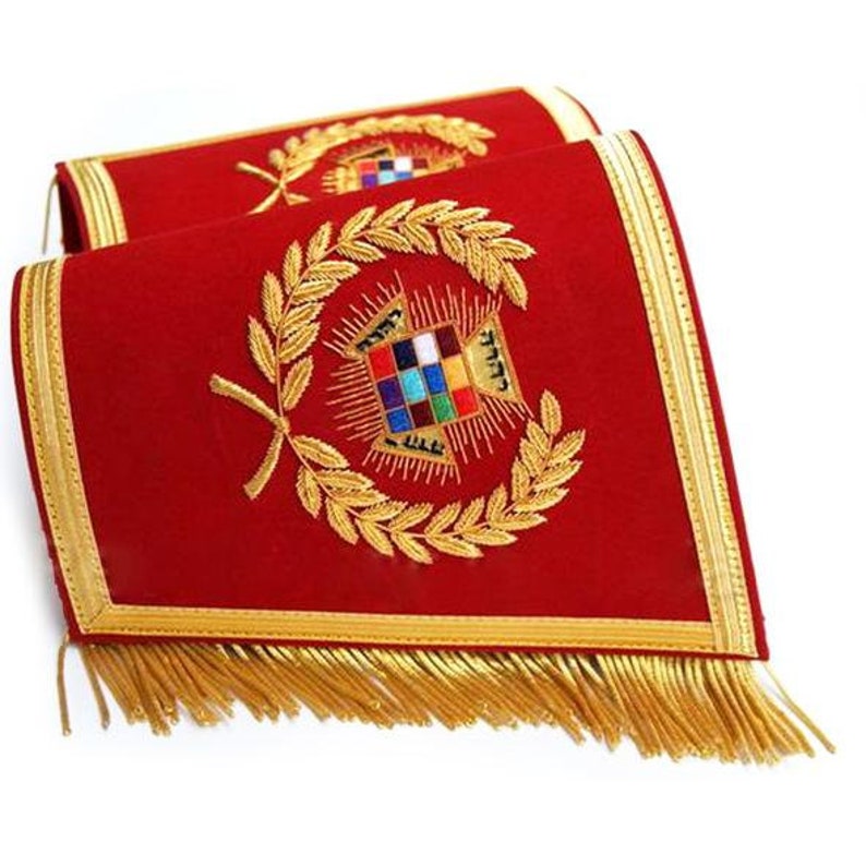 Masonic Gauntlets Cuffs – Past High Priest PHP Embroidered With Fringe ...