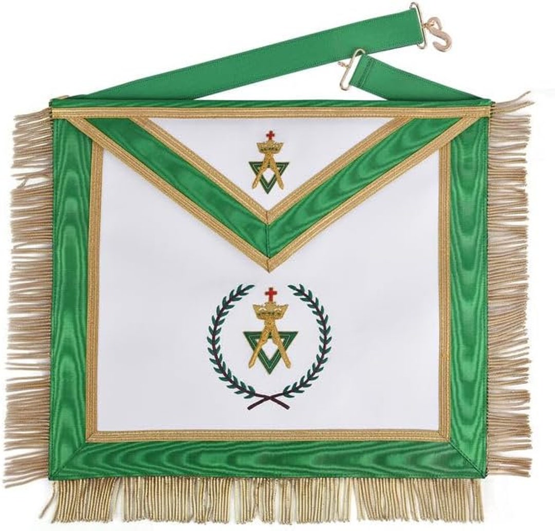 Sovereign Master Allied Masonic Degrees Apron - Green Ribbon With Gold ...