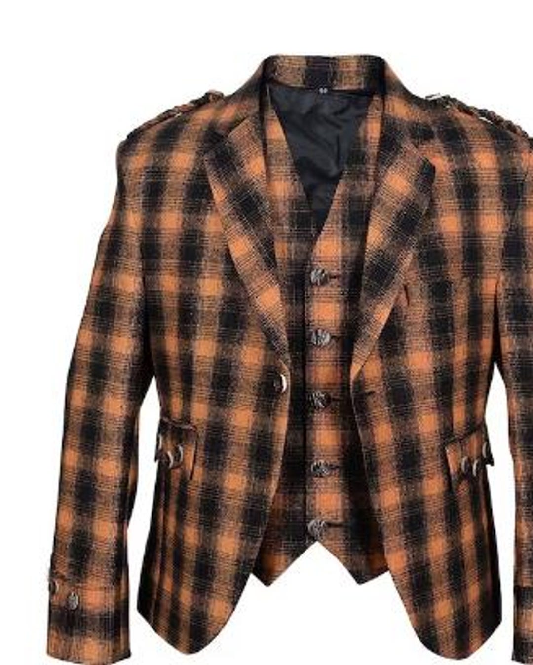 New Men's Scottish Argyle Kilt Jacket With Waistcoat/vest - Highland ...
