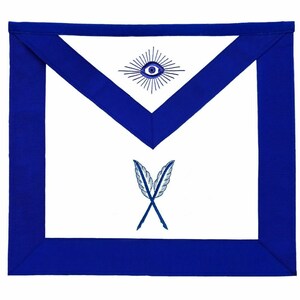 Masonic Regalia Blue Lodge Officer Secretary Apron, Silver Chain Collar ...
