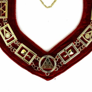 Masonic Regalia Royal Arch Gold Chain Collar Red Lining Backing ( Set ...