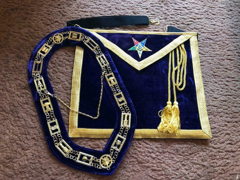 OES Worth Patron|matron Masonic Apron and Chain Collar, EASTERN Star ...