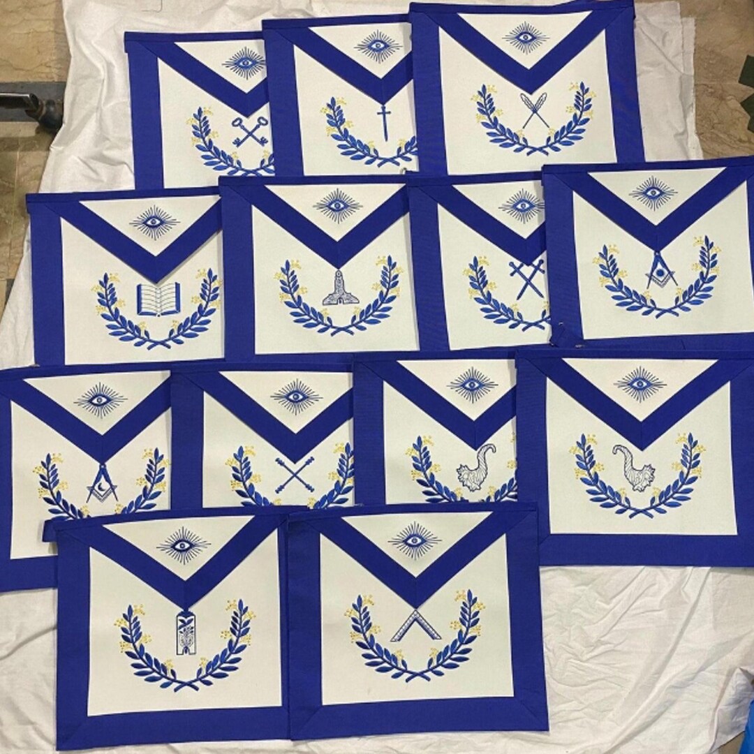 BLUE LODGE OFFICER Apron Set, Masonic Blue Lodge Apron Gift for Lodge ...
