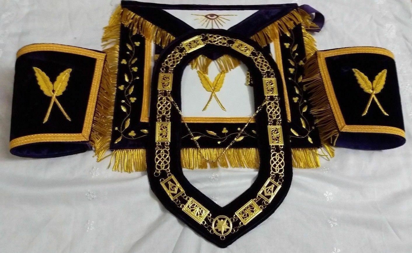 MASONIC Hand Embroidery Grand Secretary Apron Cuffs With Collar - Etsy