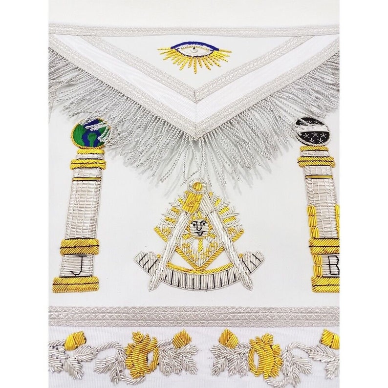 Masonic Regalia Past Master Full Dressed Hand Embroidered Masonic Apron ...