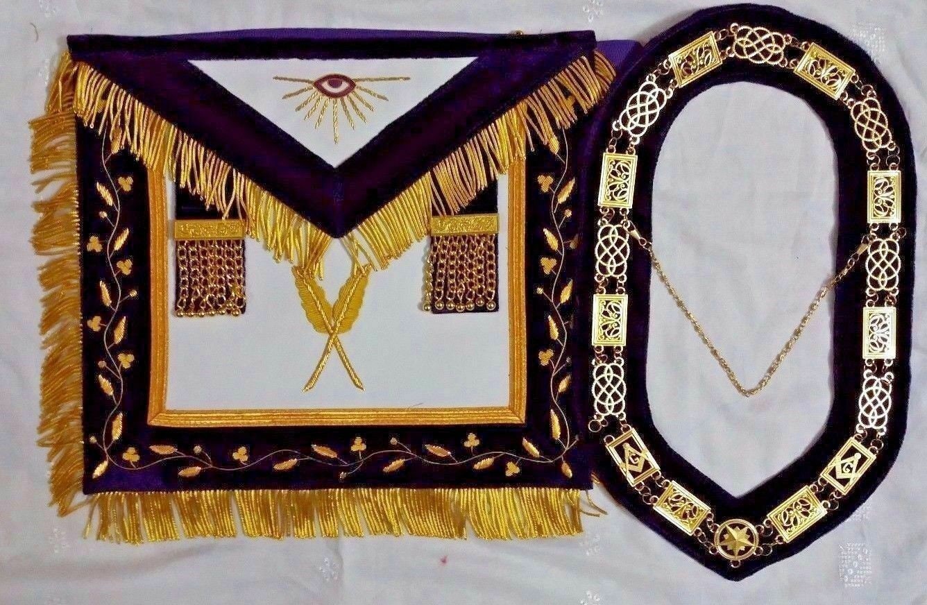 MASONIC Hand Embroidery Grand Secretary Apron Cuffs With Collar - Etsy