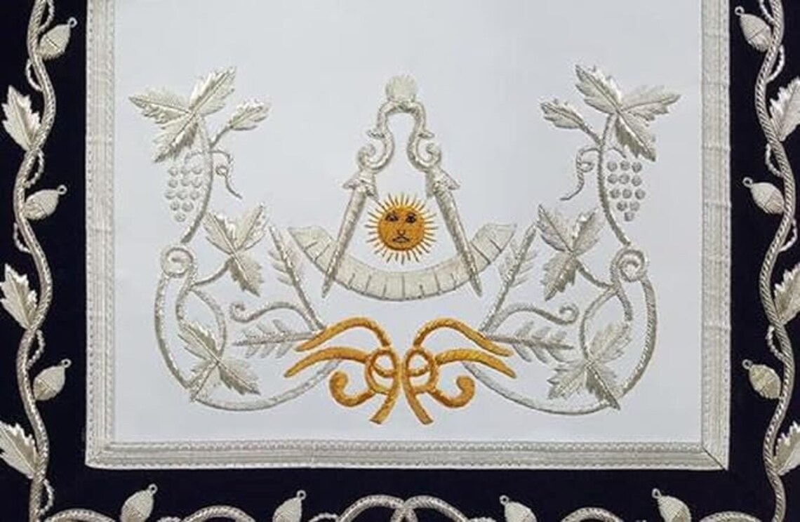 Past Master Apron Gold & Silver Hand Unique Masons Regalia Embroidery ...
