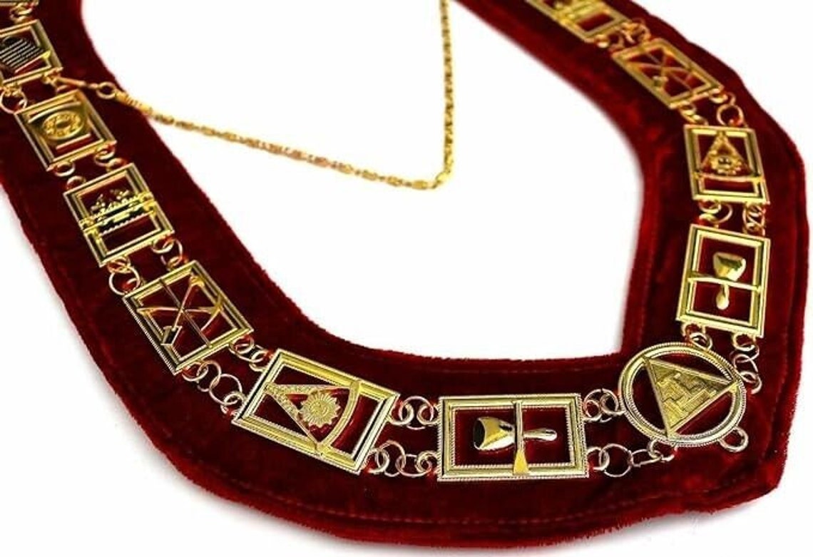 Masonic Regalia Royal Arch Gold Chain Collar Red Lining Backing ( Set ...