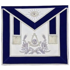 Masonic Past Master Hand Embroidered Apron Silver Embroidery Blue ...