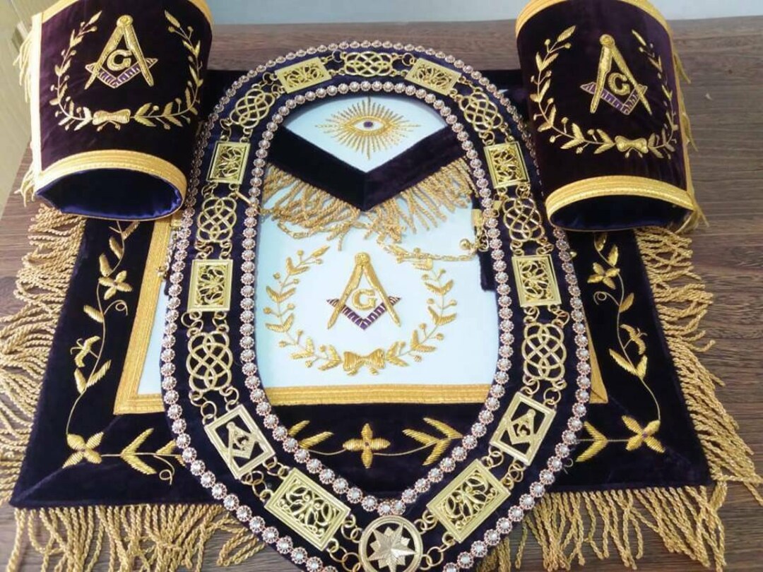 MASONIC Grand Lodge Master Mason Apron, CUFFS With CHAIN Collar - Etsy