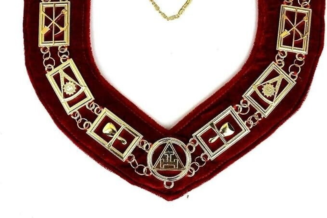 Masonic Regalia Royal Arch Gold Chain Collar Red Lining Backing ( Set ...
