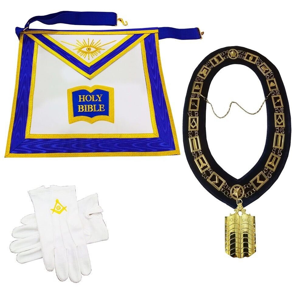 Masonic Regalia Blue Lodge Officers Aprons Chain Collars Gloves With ...