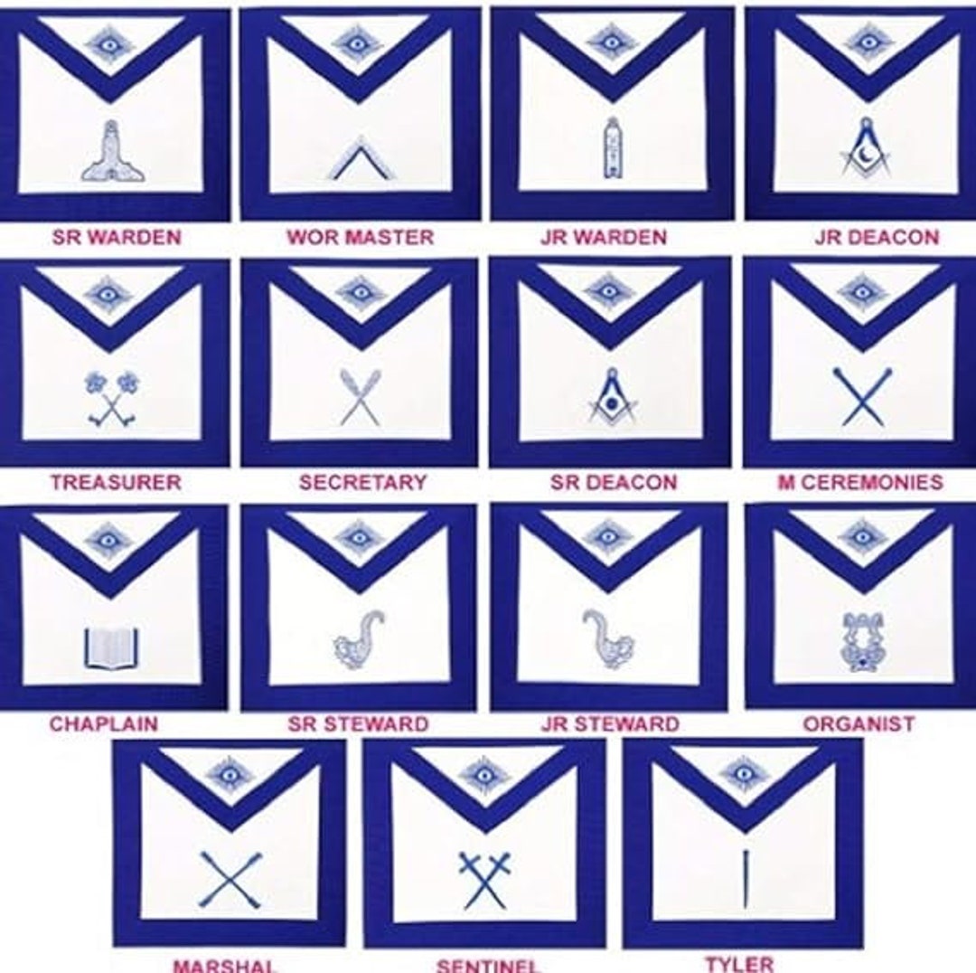 Masonic Blue Lodge Officers Aprons- Set of 15 Aprons - Etsy