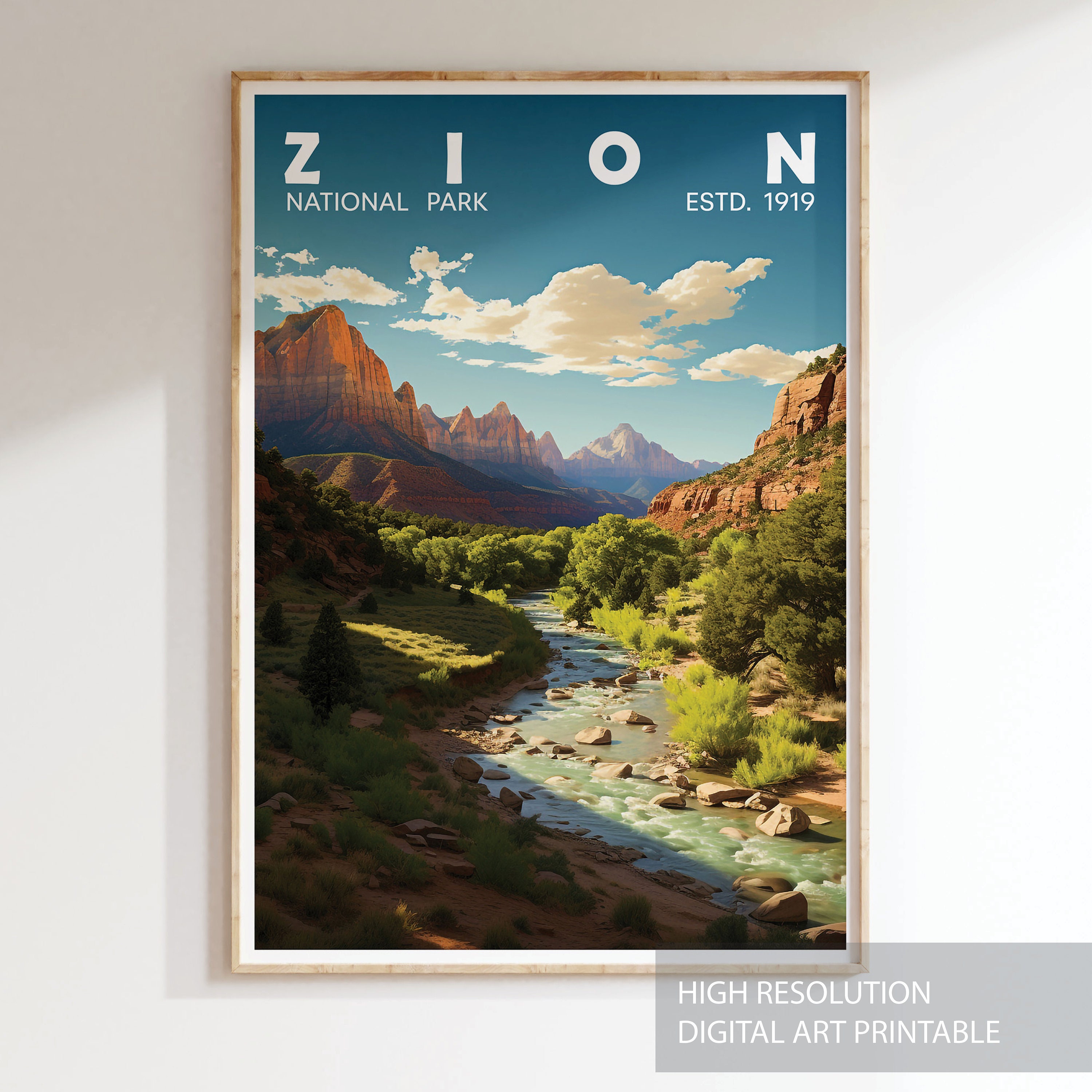 Zion National Park Printable Travel Poster - Etsy