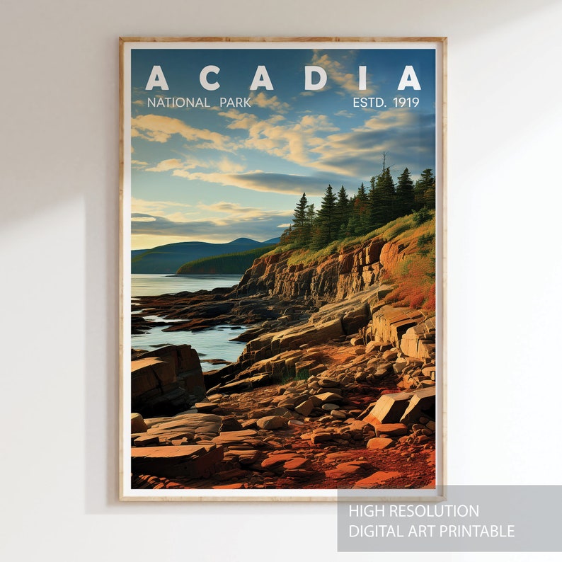 Acadia National Park Printable Travel Poster - Etsy
