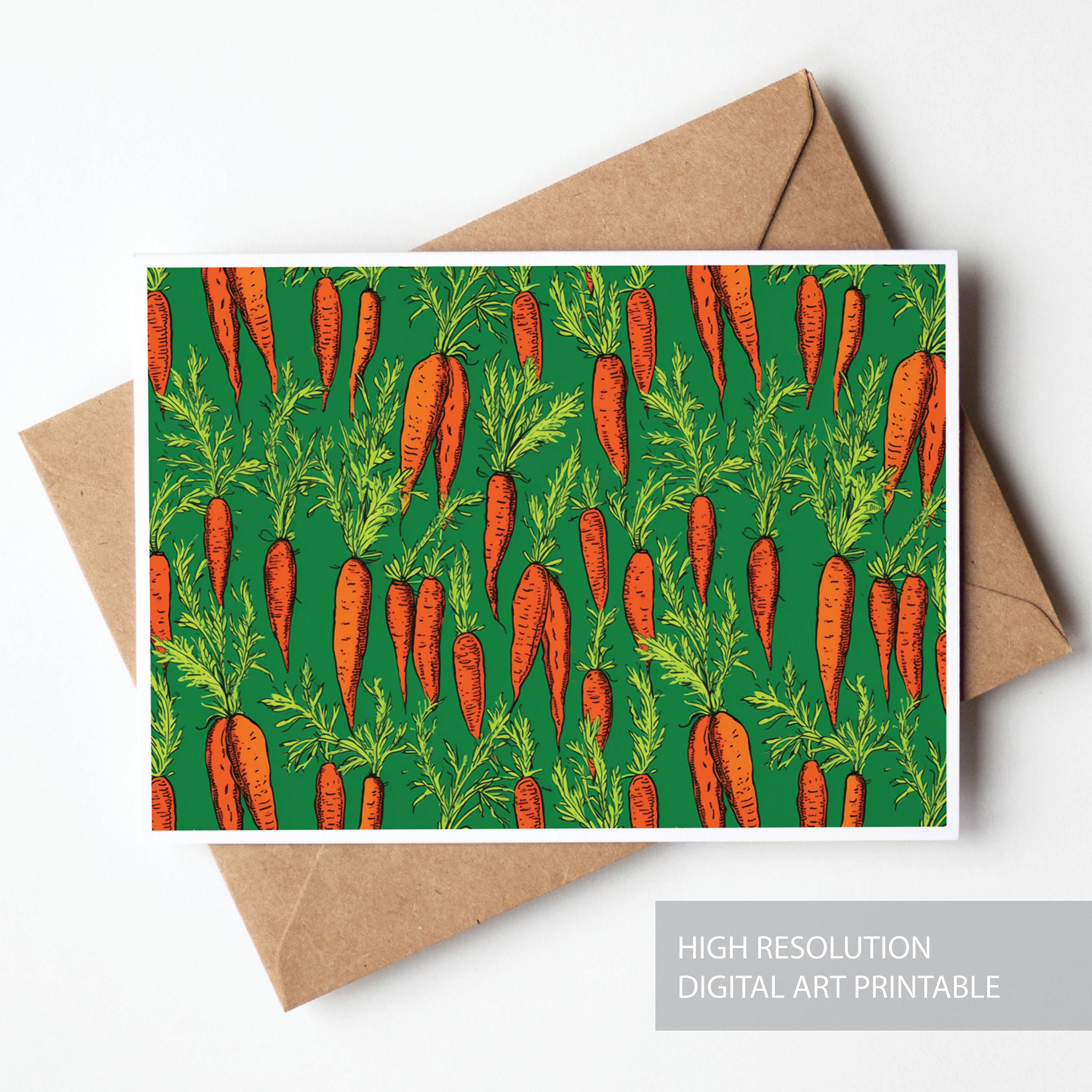 Garden Carrot Illustration Printable Greeting Card 4x7 - Etsy