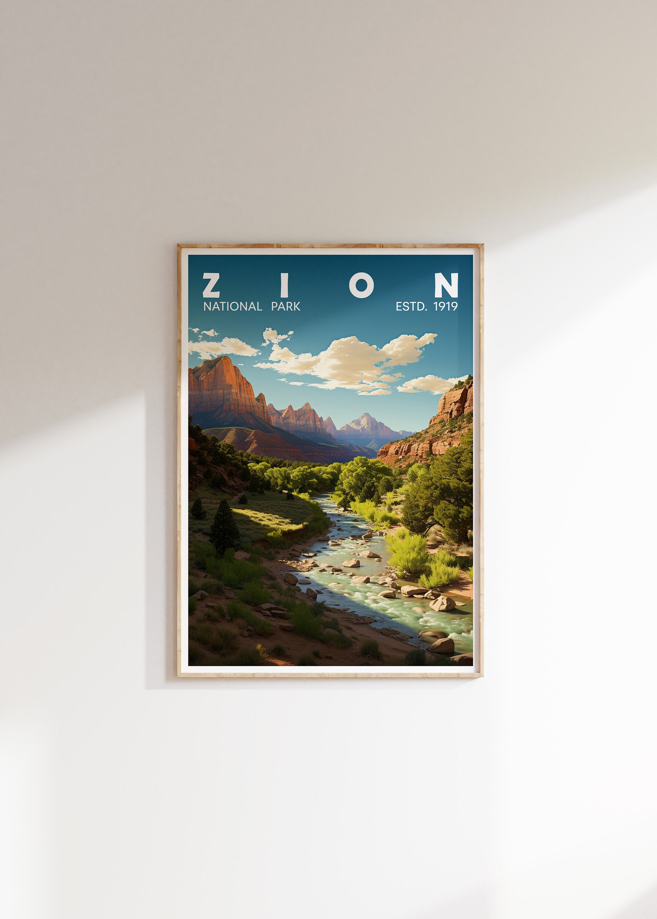 Zion National Park Printable Travel Poster - Etsy