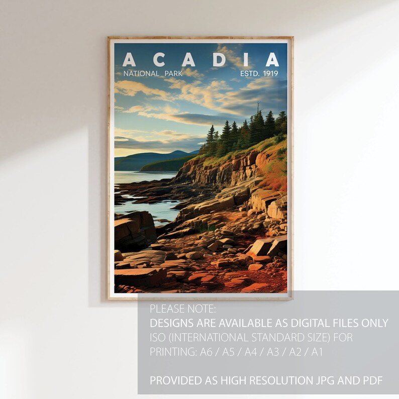 Acadia National Park Printable Travel Poster - Etsy