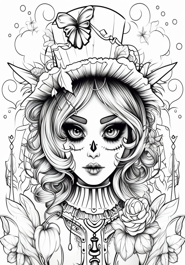 40 Gothic Girl Coloring Books. Cute Chibi Coloring Book for Kids With ...